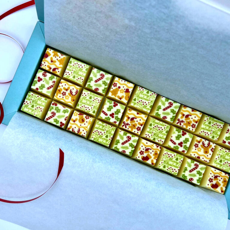 Box Of Christmas Mosaic White Chocolates - Cocoapod